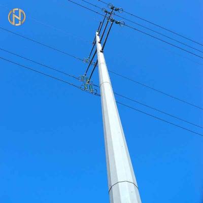 China 33kV/66kV Q355B HDG Octagonal Steel Utility Pole, 30FT/40FT Slip-Jointed Monopole for Overhead Power Lines, ISO 1461 for sale
