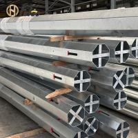 China 12m 40ft Q460 Hot-Dip Galvanized Octagonal Steel Utility Pole – 3-Section Slip-Jointed Power Distribution Pole with Internal Cross Reinforcement for sale