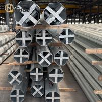 China 12m 40ft Q460 Hot-Dip Galvanized Octagonal Steel Utility Pole – 3-Section Slip-Jointed Power Distribution Pole with Internal Cross Reinforcement for sale