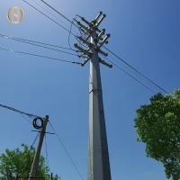 China 12m 40ft Q460 Hot-Dip Galvanized Octagonal Steel Utility Pole – 3-Section Slip-Jointed Power Distribution Pole with Internal Cross Reinforcement for sale