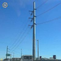 China 12m 14m 15m (40ft 45ft 49ft) 22kV 33kV Sub-transmission Pole Multi-Section Slip Joint Monopole Tower Hot Dip Galvanized Q355B/A572/S355JR for sale