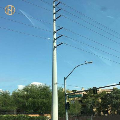 China 12m 14m 15m (40ft 45ft 49ft) 22kV 33kV Sub-transmission Pole Multi-Section Slip Joint Monopole Tower Hot Dip Galvanized Q355B/A572/S355JR for sale