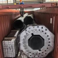 China 29.63 m 97FT Octagonal Steel Pole with Four-Section Slip-Joint Design and Base Flange for sale