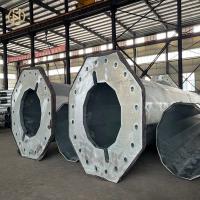 China 29.63 m 97FT Octagonal Steel Pole with Four-Section Slip-Joint Design and Base Flange for sale