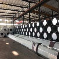 China 29.63 m 97FT Octagonal Steel Pole with Four-Section Slip-Joint Design and Base Flange for sale