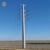 China 29.63 m 97FT Octagonal Steel Pole with Four-Section Slip-Joint Design and Base Flange for sale