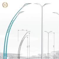 China 3-12M Conical Shape Street Light Pole Q345B Steel Pole With Double Arm for sale