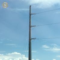 China 138KV HDG 35M Electric Utility Pole With Baseplate And M48 Anchor Bolt 60-90 Degree for sale
