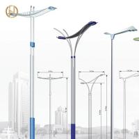 China 8M Octagonal Shape Street Light Pole Q345B Double Arm Steel Pole for sale