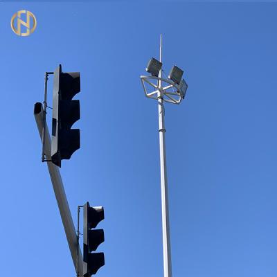 China Airport High Mast Pole With LED Flood Lighting System 35M 40M Octadecagon Shape for sale