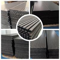 China Black Acoustic Slat Wood Panels 3D Wall Panel Sound Absorbing MDF 100 Polyester Fiber for sale