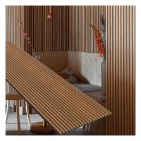China Acoustic Slat Wood Panel 21mm Sound Absorbing MDF Panel 600x2400mm for Hall Decoration for sale