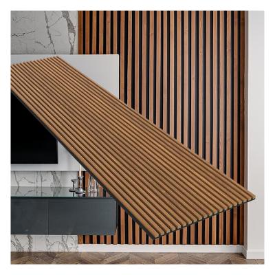 China Natural Acoustic Slat Wood Panel NRC 0.85 Sound Proof Ceiling Panels for Office for sale