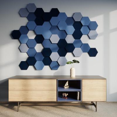 China Hexagon Sound Absorbing Panels 12mm Polyester Fiber PET Acoustic Felt Board 1220x2440mm for sale