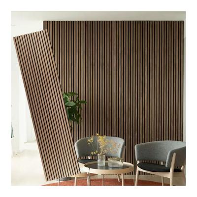 China Noise Reduction Acoustic Wood Slat Panels 21mm Natural Soundproof Ceiling Panel for Hall for sale