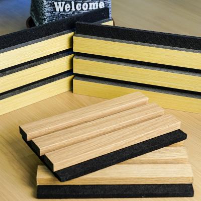 China Modern Ceiling Acoustic Slat Wood Panel 21mm Sound Absorption Natural Solid Wood Akupanel for sale