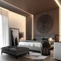 China MDF Wood Slat Acoustic Ceiling Panel 27mm Width 13mm Gap Eco Friendly Sound Absorbing for sale