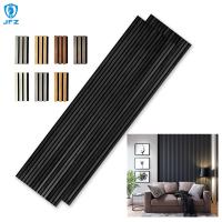 China Black Acoustic Slat Wood Panel 2400x600x18mm Decorative Ceiling Panels for Hall for sale