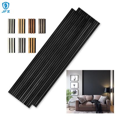 China Black Acoustic Slat Wood Panel 2400x600x18mm Decorative Ceiling Panels for Hall for sale