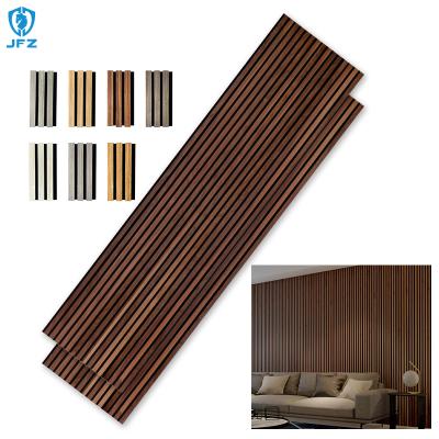 China Acoustic Wood Slat Panels 2400x600mm Interior Wall Decorative Sound Absorbing Panels for sale