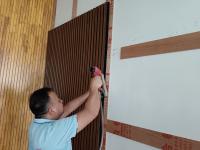 China Acoustic Wood Slat Panels 2400x600mm Interior Wall Decorative Sound Absorbing Panels for sale
