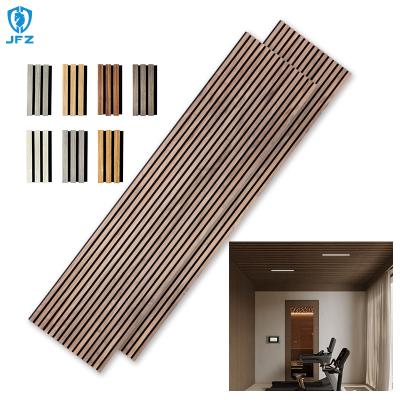 China Customized Acoustic Wood Slat Wall Panel 21mm Sound Absorbing Noise Reduction MDF Veneer for sale