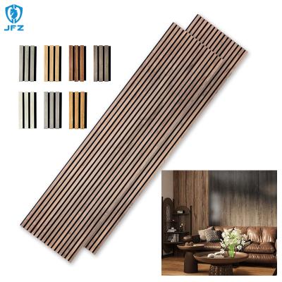 China Fireproof Acoustic Wood Veneer Slat Panels 600x600mm Soundproof Wall Decor for sale