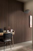 China Fireproof Acoustic Wood Veneer Slat Panels 600x600mm Soundproof Wall Decor for sale