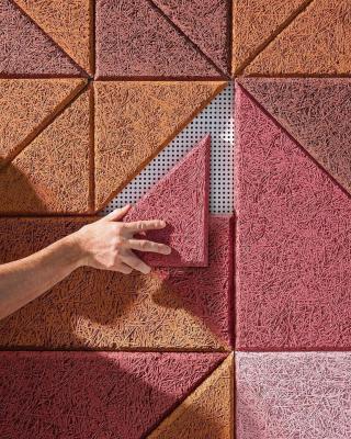 China Triangle Wood Wool Acoustic Panel Custom Cement Board For Wall Decor for sale