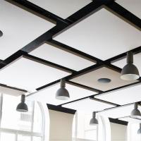 China Natural Wood Veneer Fiberglass Ceiling Acoustic Panel 600x600mm Thermal Insulation A2 Fireproof for sale