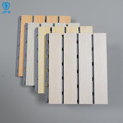 China Soundproof Grooved Wood Acoustic Panel MDF Veneer Wall Panels 12mm Thickness for Stadium for sale