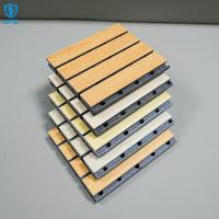 China Fireproof MDF Wood Veneer Acoustic Panel 12mm Grooved Sound Absorbing Wall Panel for sale
