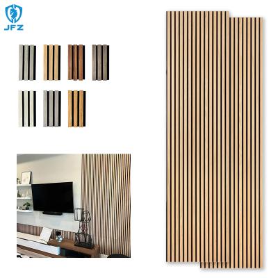 China Wood Slat Acoustic Wall Panels 21mm MDF Akupanel Decorative Sound Absorbing for Hall for sale