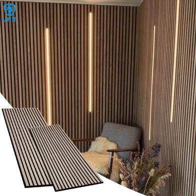 China MDF Wood Slat Acoustic Panel 21mm Natural Sound Absorbing Wall Panel for sale