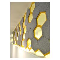 China High Density PET Hexagon Acoustic Panel Durable Polyester Wall Panel NRC 0.8-1.10 for sale