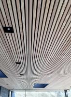 China MDF Polyester Acoustic Slat Wood Panel Noise Reduction Ceiling Acoustic Panel for sale