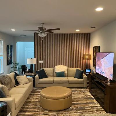 China MDF Polyester Acoustic Slat Wood Panel Noise Reduction Ceiling Acoustic Panel for sale