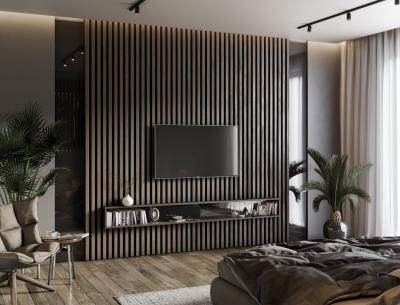 China MDF Acoustic Wood Slat Ceiling Panels 21mm Soundproof Decorative Wall Panels for sale