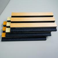 China Custom Akupanel Acoustic Slat Wood Panel MDF Wood Veneer 27mm Slats 13mm Gap for Hall for sale