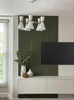 China Akupane MDF Wood Veneer Acoustic Slat Panel 21mm Soundproof Wall Decor for sale