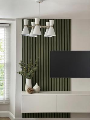 China Akupane MDF Wood Veneer Acoustic Slat Panel 21mm Soundproof Wall Decor for sale