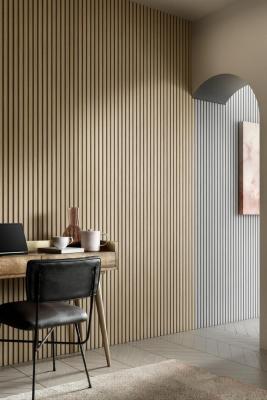 China Acoustic Wood Wall Panel MDF Akupanel 21mm Sound Absorbing Melamine Board for Home Decor for sale