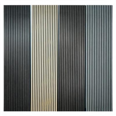 China Wood Slat Acoustic Panel 21mm Noise Reduction Soundproof MDF Polyester Fiber for Villa for sale