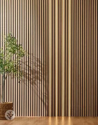 China Natural Acoustic Wood Wall Panel MDF Melamine Board Akupanel 21mm for Hall for sale