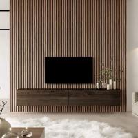China Akupanel Walnut Wood Acoustic Panel 21mm MDF Melamine Soundproof Board for Hotel for sale
