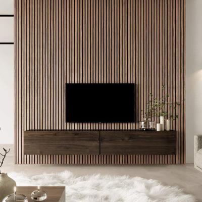 China Akupanel Walnut Wood Acoustic Panel 21mm MDF Melamine Soundproof Board for Hotel for sale