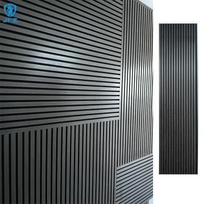 China Wood Slat Acoustic Panel 21mm Veneer MDF Sound Absorbing Ceiling Wall Panel Noise Reduction for sale