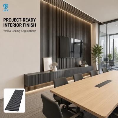 China Black Acoustic Wood Slat Panel Decor Interior Acoustic Wood Panel for Room Decor for sale