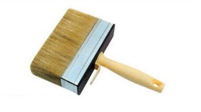 China Hard White Bristle House Paint Brush 7cm 10cm 12cm Plastic Handle Tin Plated Ferrule for sale