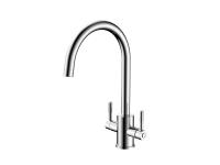 China Double Handle Kitchen Faucet Taps , Brass Chrome Kitchen Mixer for sale